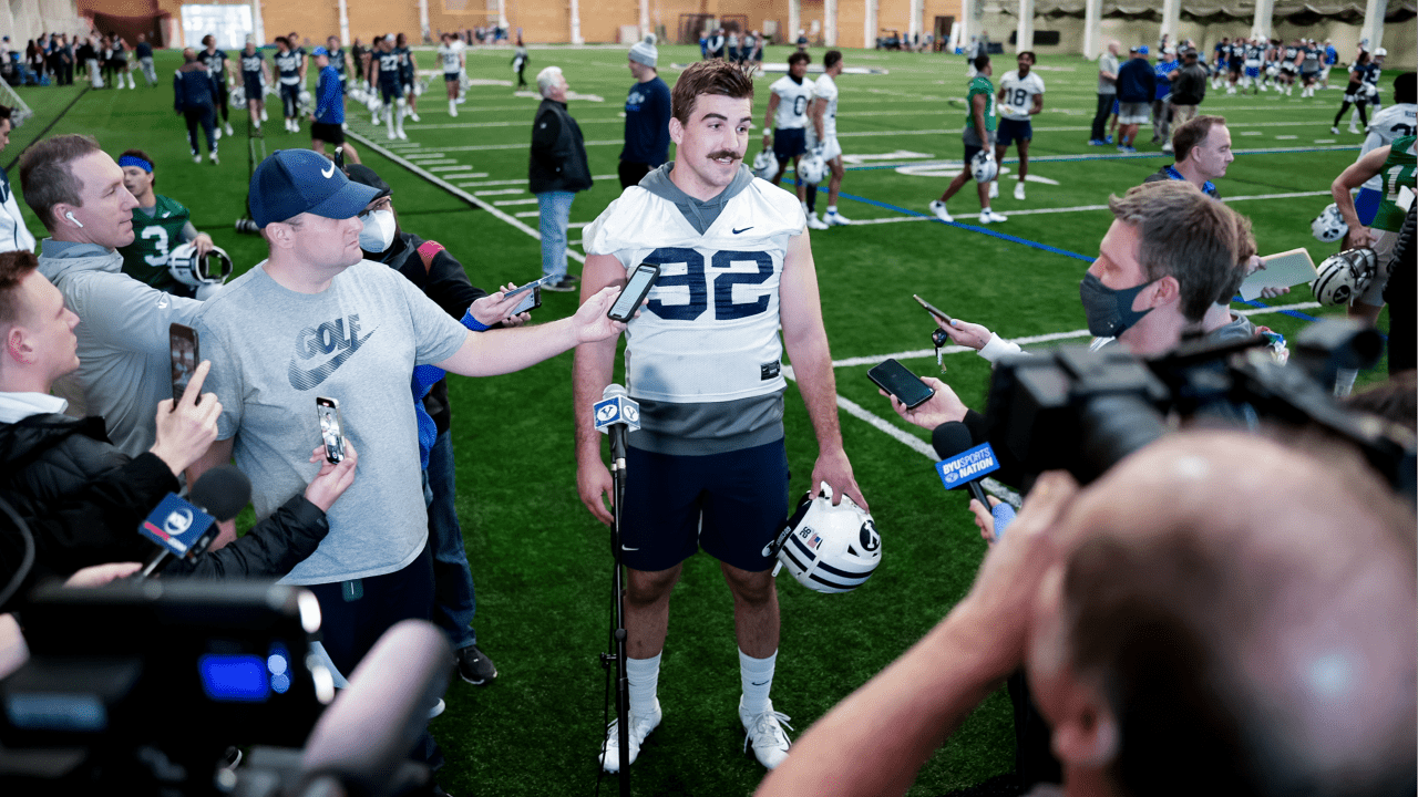 BYU DL Tyler Batty post-practice interview, Feb. 28. - Behind the Mic ...